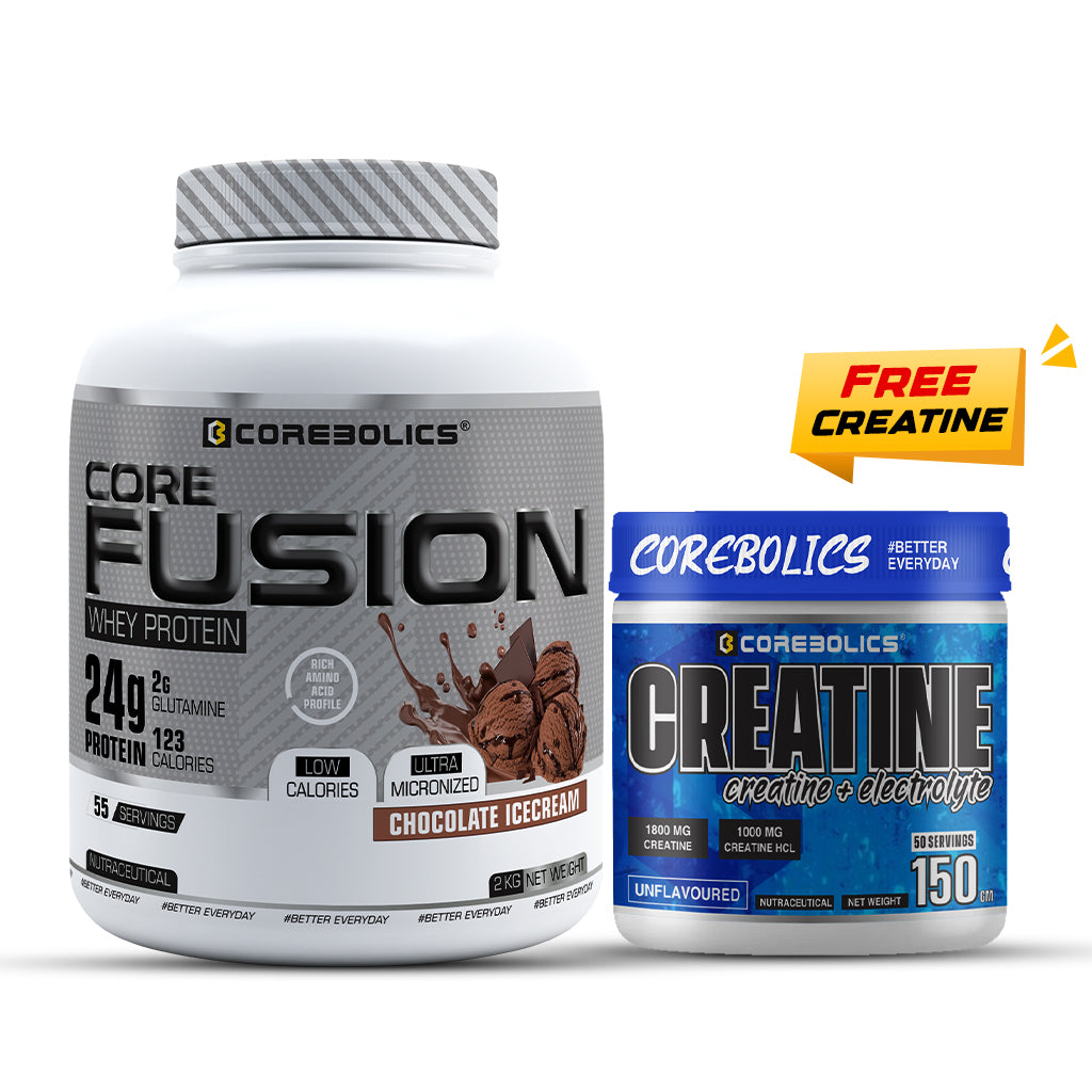 COREBOLICS CORE FUSION WHEY PROTEIN (2 KG , 55 SERVINGS) + Free Creati ...