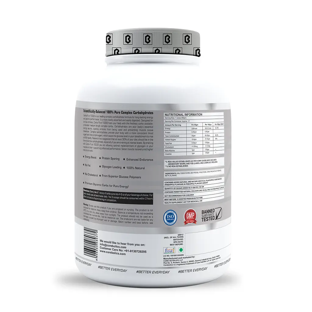 Corebolics Carbo Pure 10000 Complete Endurance Fuel (Pineapple, 1 kg,